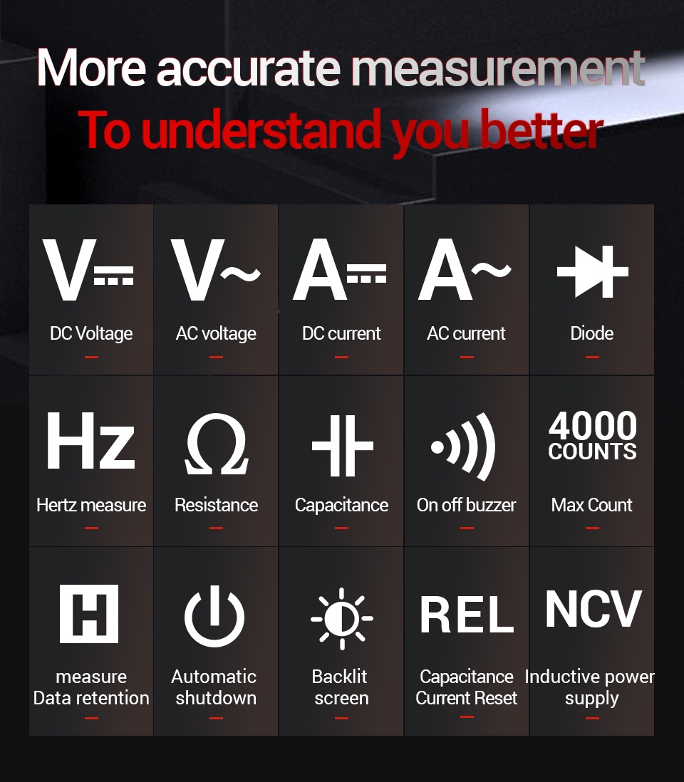 Aneng Pn200 Digital Clamp Meter Dc/Ac 600A Current 4000 Counts ...