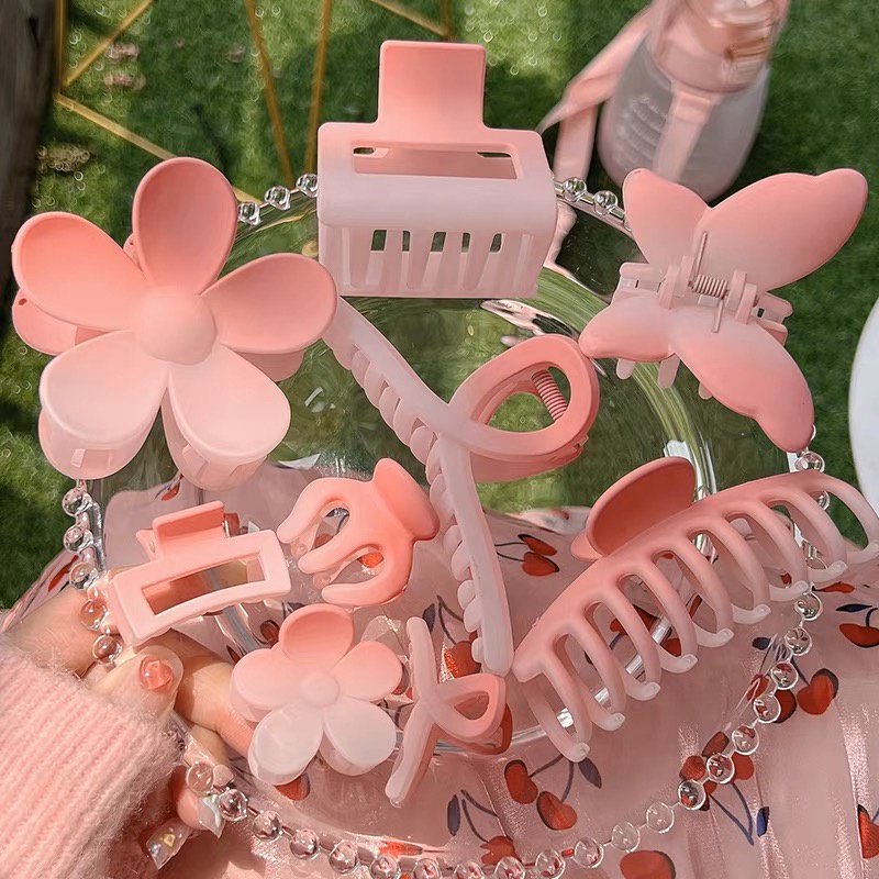 EMS fashion cute color Pink Gradient Hair Claw Big Size Hair Clip Women ...