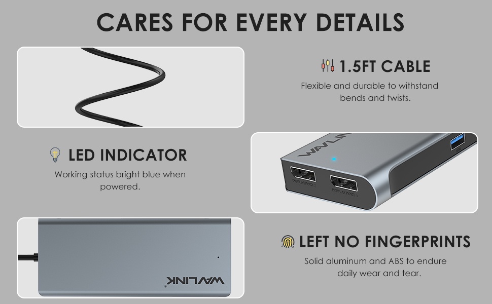 Wavlink Thunderbolt 3 Dual 4k Mini Docking Station Display Port HDMI ...