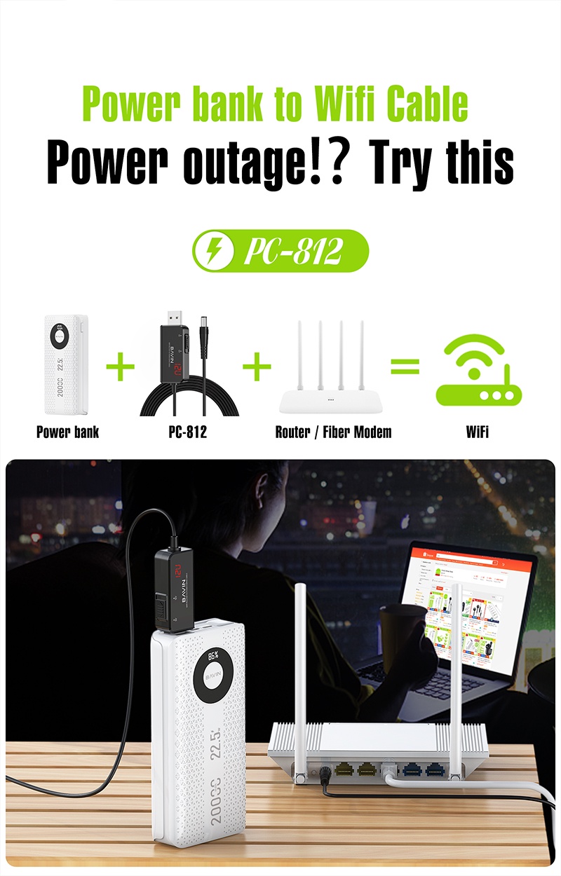 BAVIN PC812 Powerbank To Wifi Router Modem USB Booster Charging Cable ...