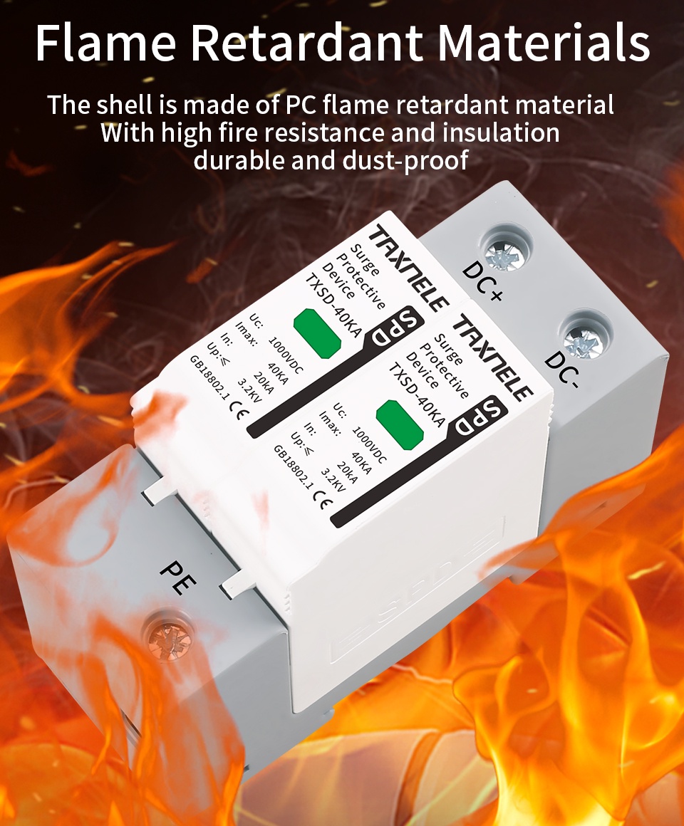 TAXNELE DC SPD Surge Protector 600V 1000V 2P 20KA 40KA Solar PV ...