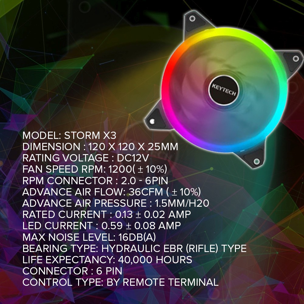 EasyPC | Keytech Storm X3 v2 3in1 120mm pc case fan with Control Hub ...