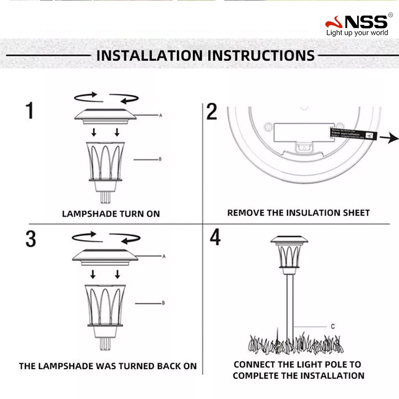 NSS solar outdoor light solar garden light decoration lught led lawn ...