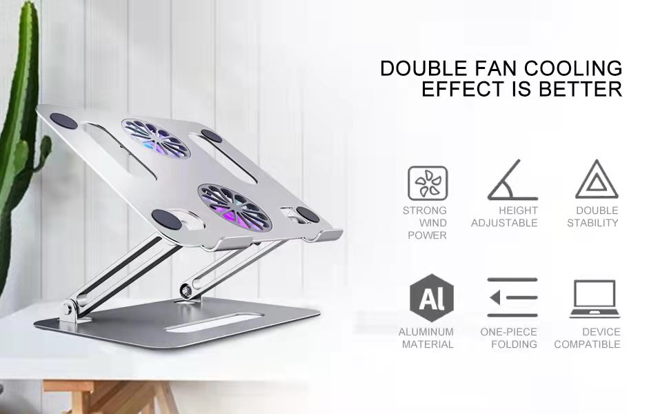Meewoo Laptop Stand With Fan Aluminum Adjustable Laptop Stand Laptop ...