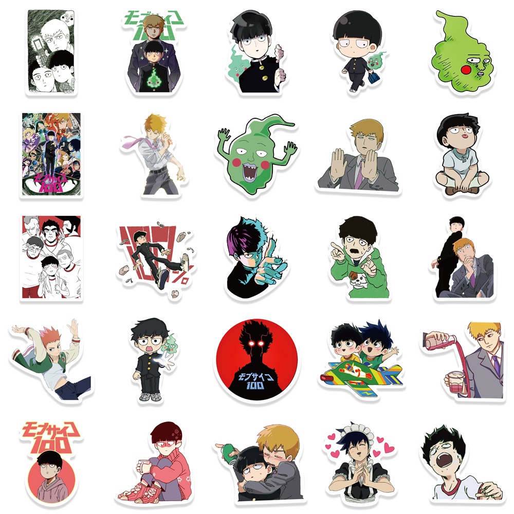 MUYA 50pcs Mob Psycho 100 Stickers Waterproof Japanese Anime Mobu Saiko ...