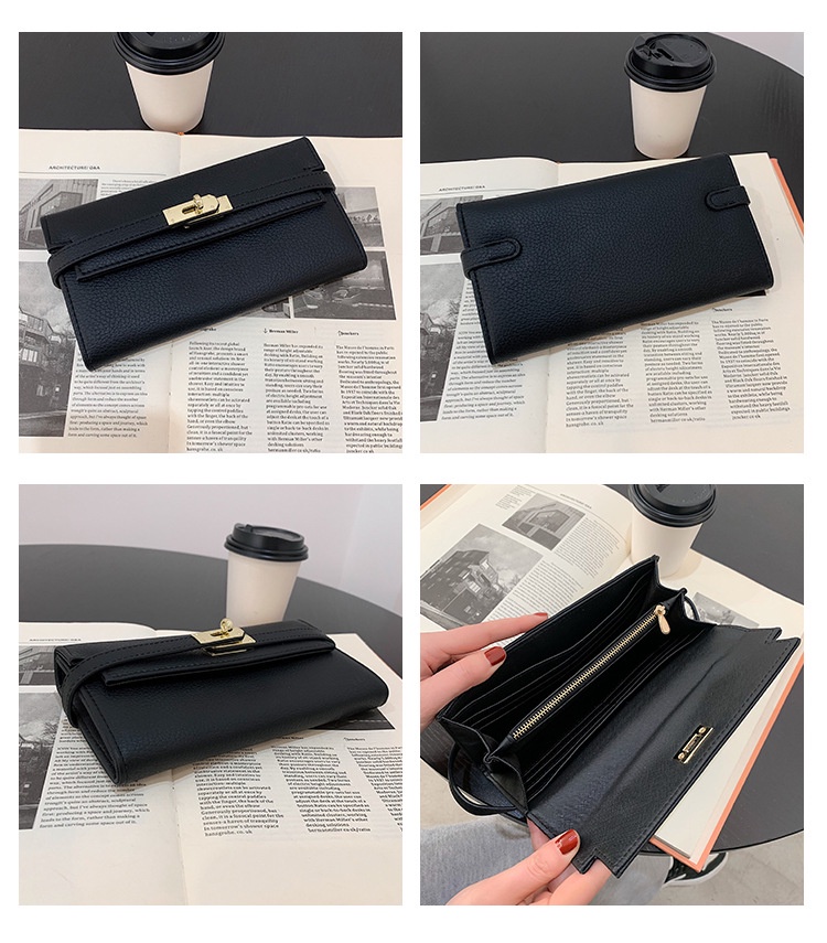 Fashion Multi-Card-Slot Lock Long Wallet Women's Kelly Long Lock Clutch ...