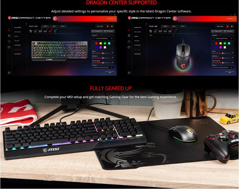 Msi Gaming Gear Vigor GK30 Combo Gaming RGB MechanicalLike Keyboard and ...