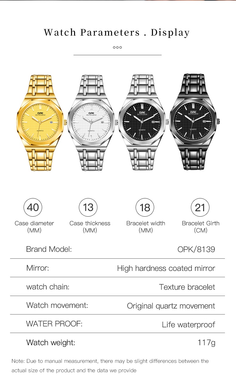 OPK Watch For Men Original Waterproof Stainless Steel With Box Mens ...
