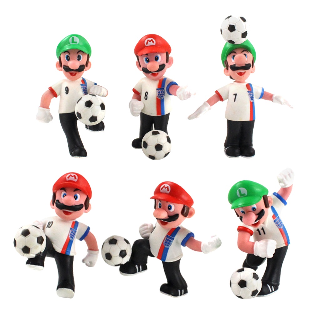 6Pcs/Set Anime Game Super Mario Bros. Luigi Mario Yoshi Bowser Koopa ...