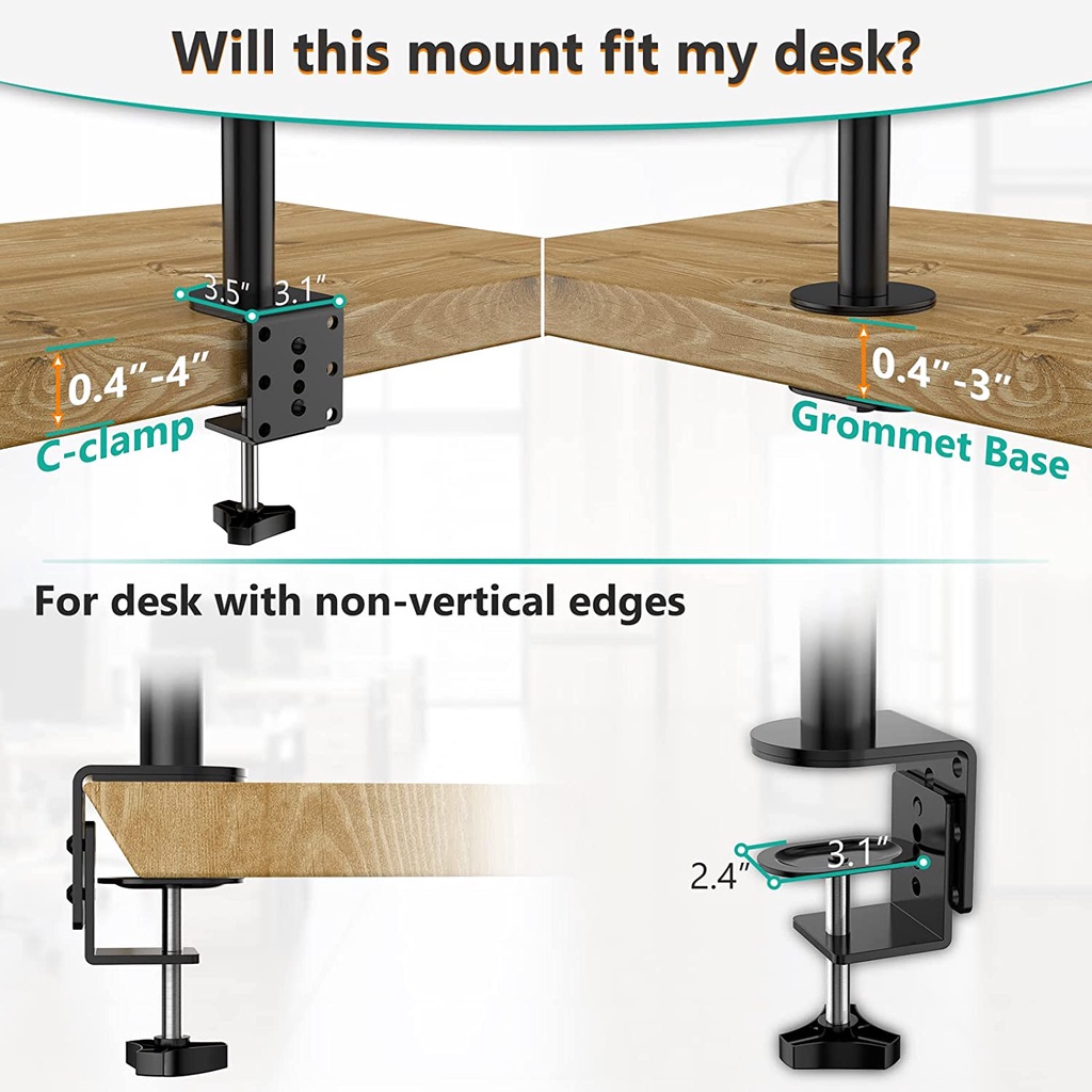 Meewoo Aluminum Height Adjustable Desktop Arm Monitor Holder Plus ...