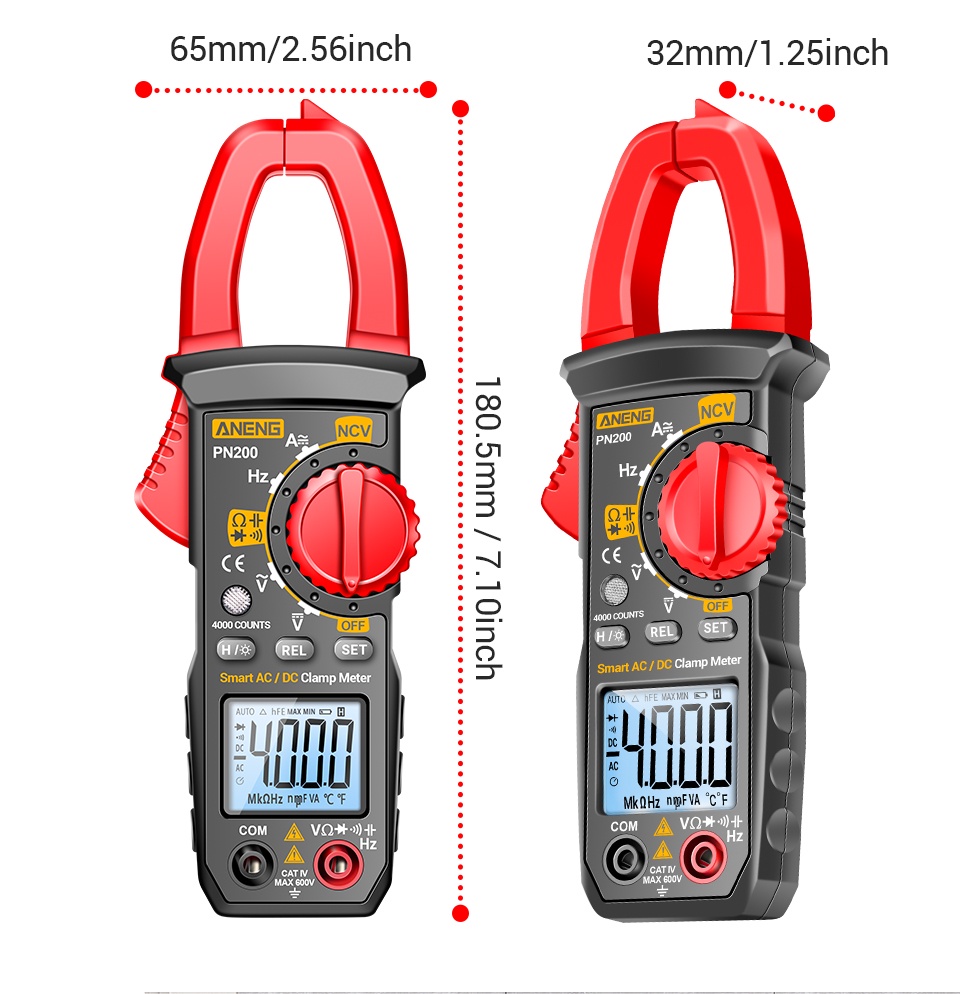 Aneng Pn200 Digital Clamp Meter Dc/Ac 600A Current 4000 Counts ...