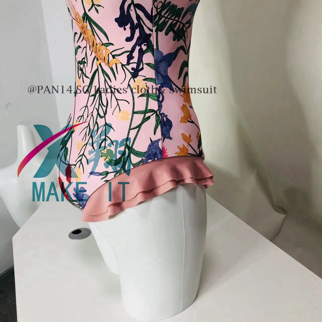 【PAN】one piece bikini floral swimsuit ruffled one-shoulder bathing suit ...