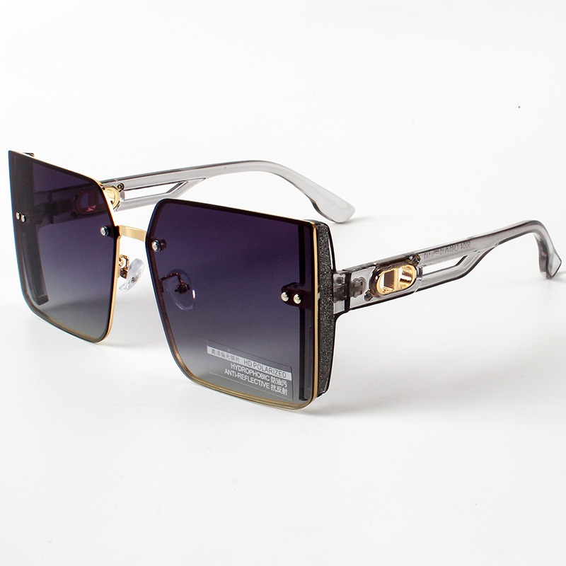 Large frame chipped gradient color shading polarizing sunglasses ins ...