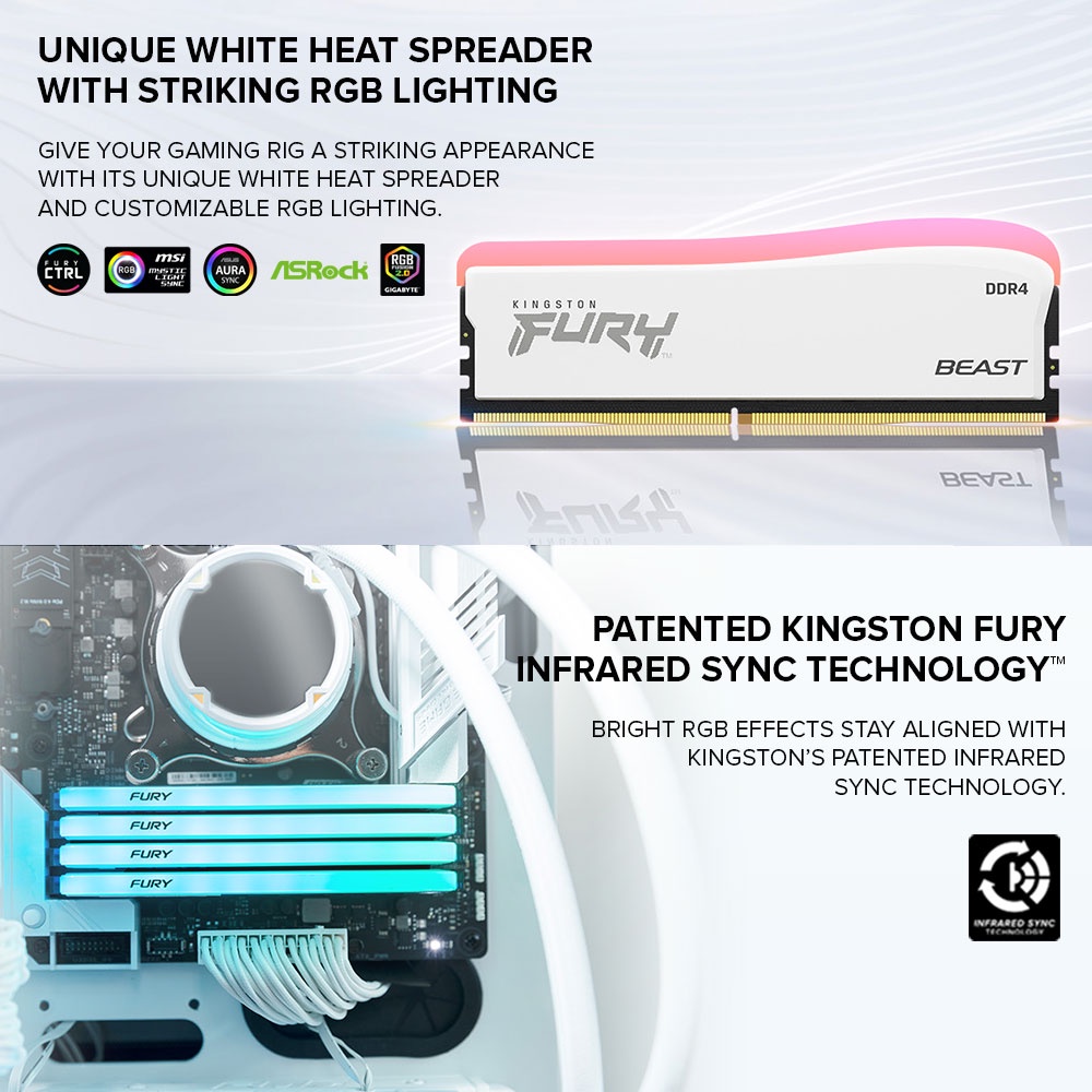 EasyPC | Kingston Fury Beast 8GB 1x8 / 16GB 1x16 3200MT/s DDR4 Memory RGB White Special Edition ...
