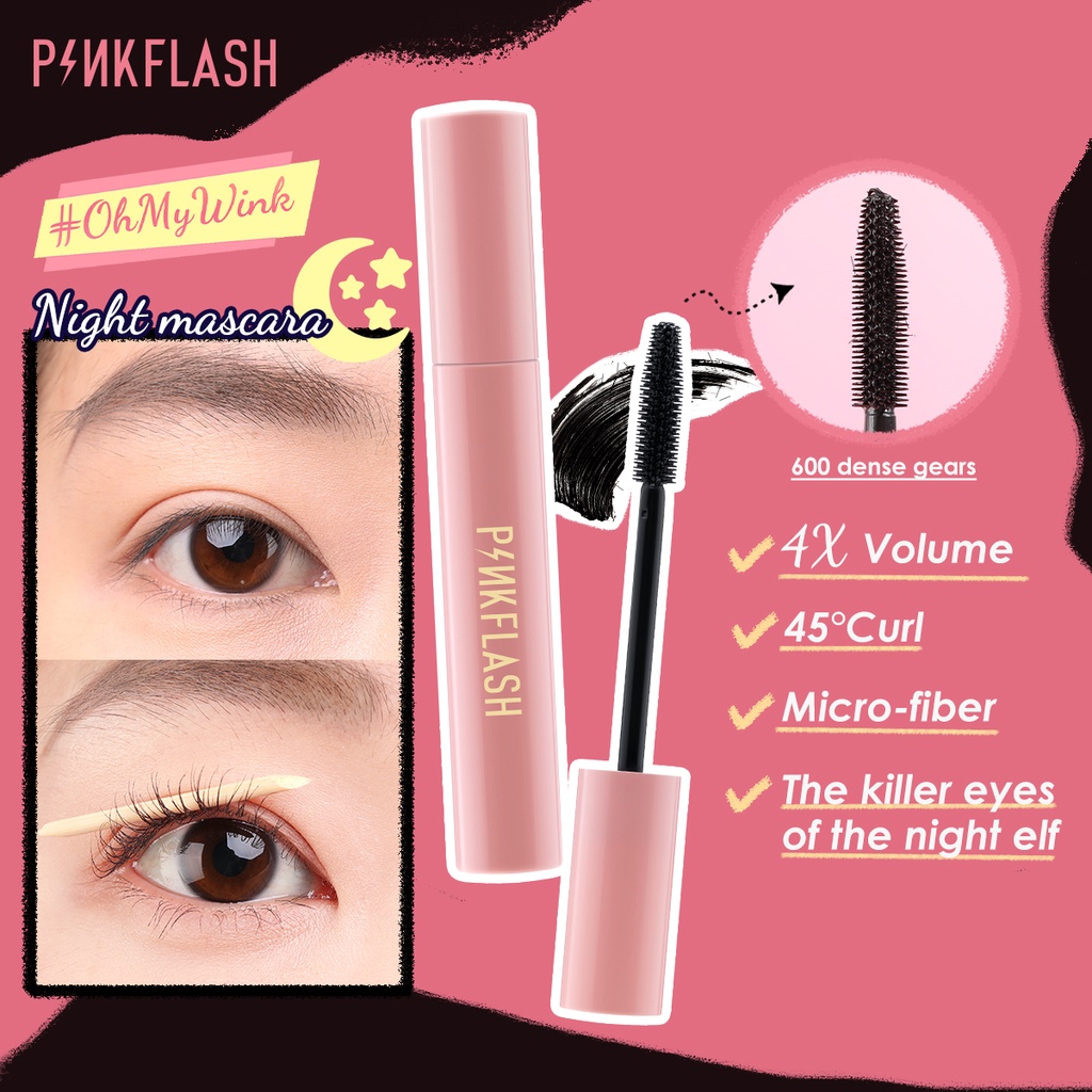 PINKFLASH Waterproof Mascara Smudge-proof Long Lasting Eye Makeup ...
