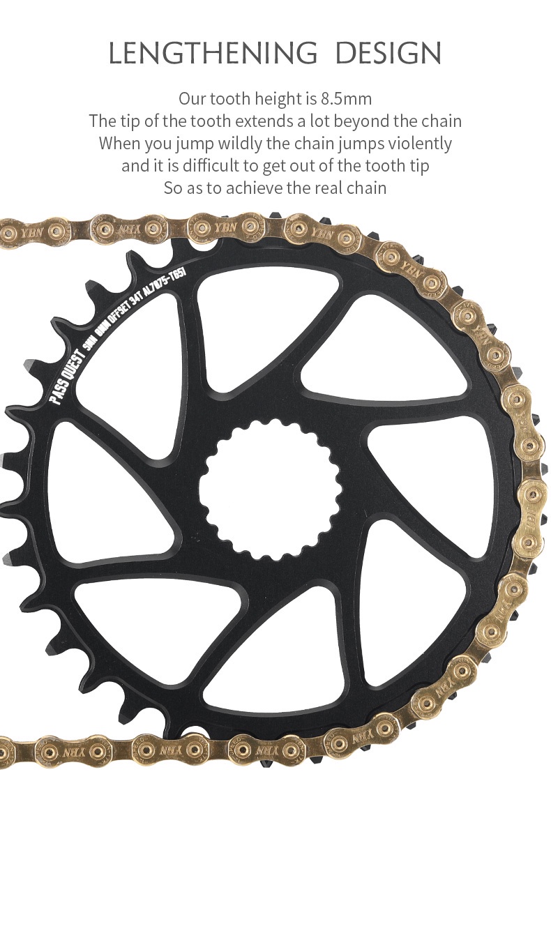 PASS QUEST SHIMANO direct mount round Chainring MTB 0mm offset narrow Wide bicycle chain ring ...