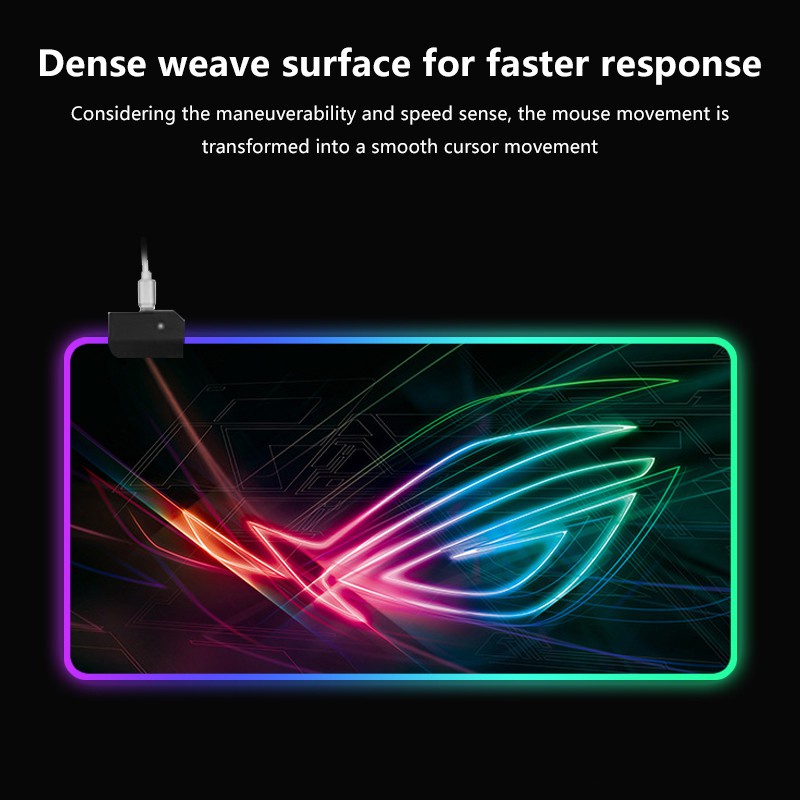 RGB Mouse Pad Large Gaming Luminous Waterproof Non-slip Rubber Desk Mat ...