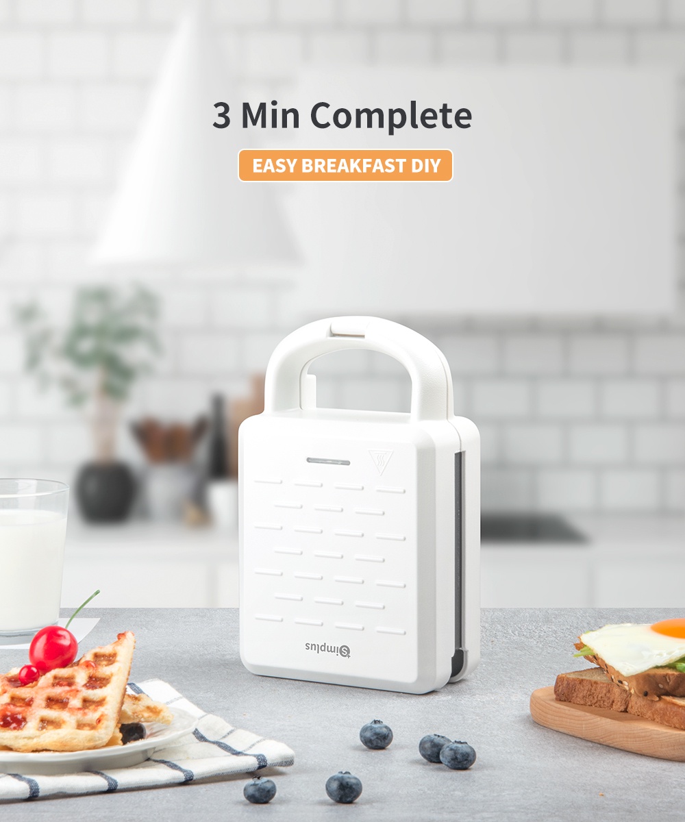Simplus Waffle Maker Sandwich Maker 2 in 1 Replaceable Plates Breakfast ...