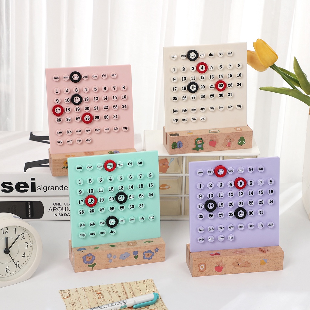 JIANWU Creative Cute Desk Calendar DIY Ferrule Perpetual Calendar ...