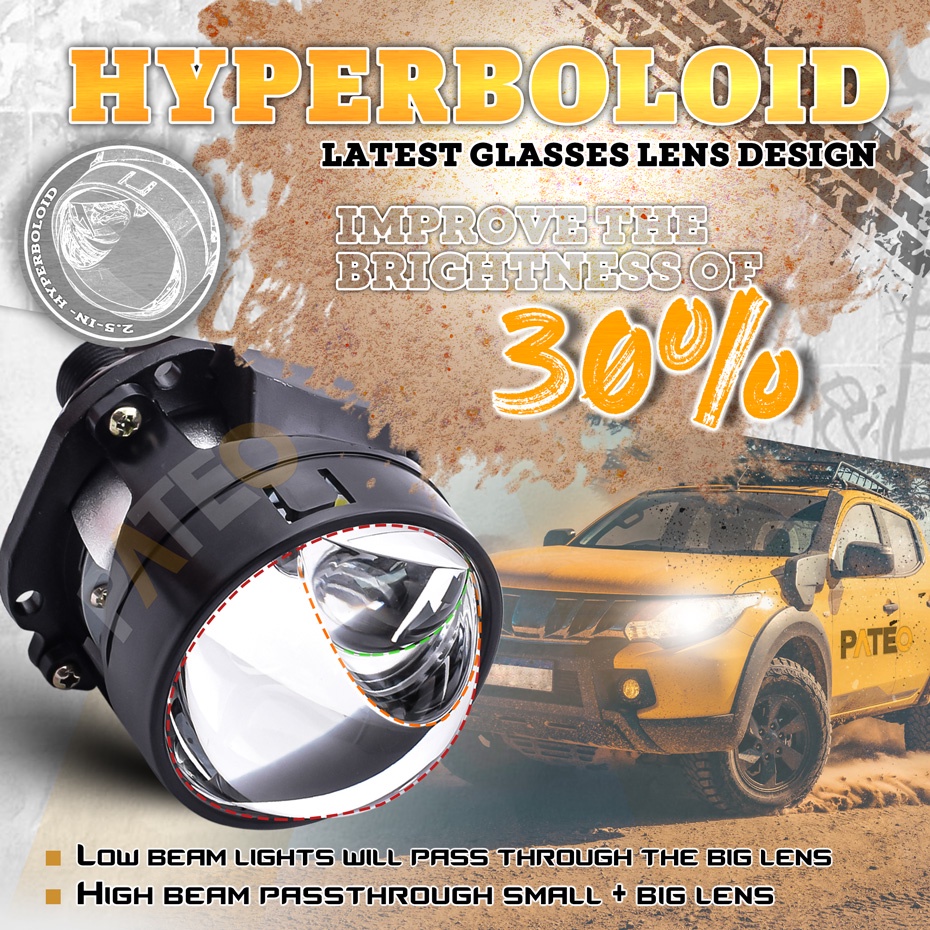 2.5 inch Bi-LED Lenses Projector in Headlight Matrix Angel Eyes Halo ...