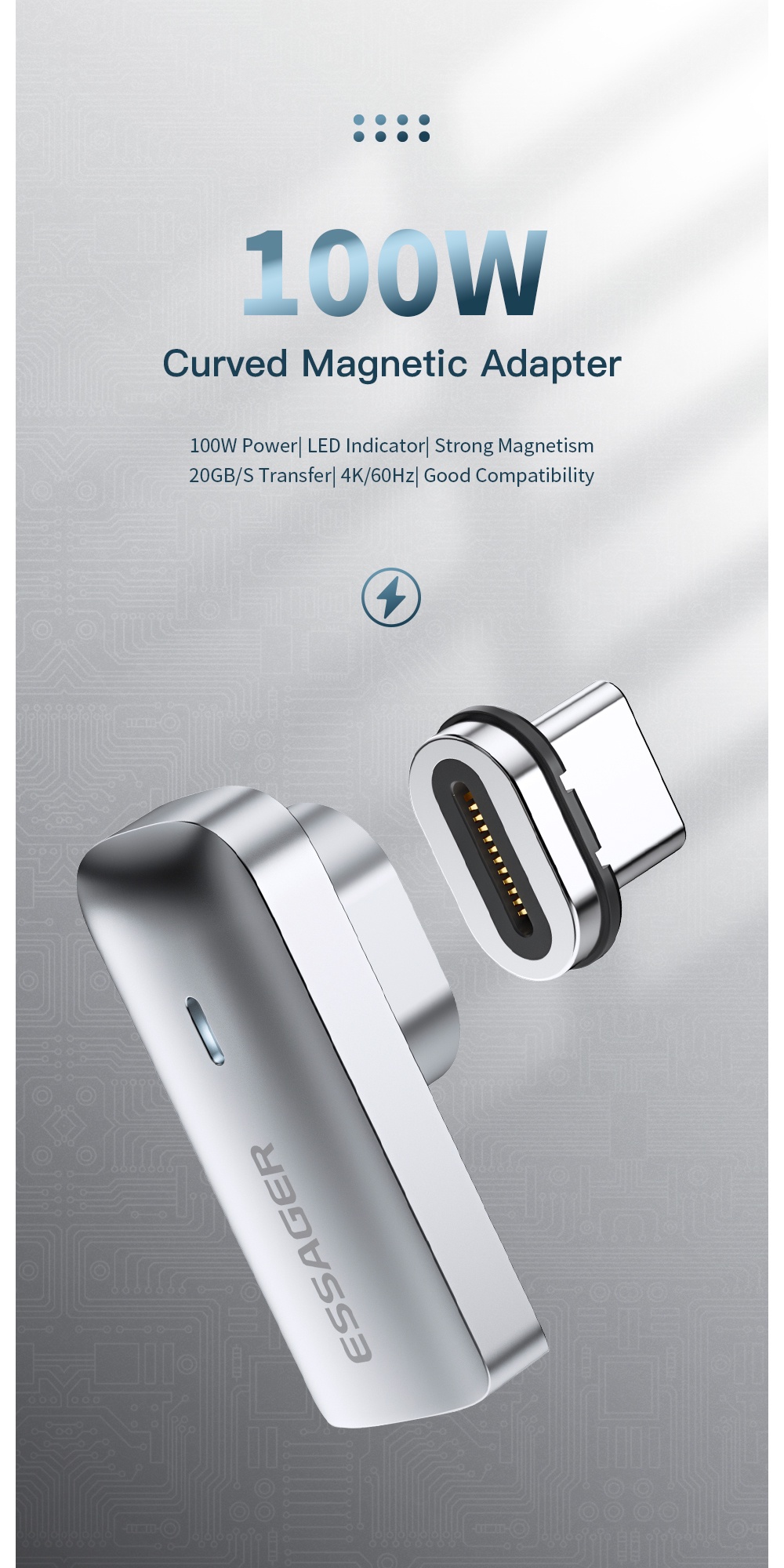 Essager usb 3.2 type c adapter aluminum alloy magnetic suction otg ...