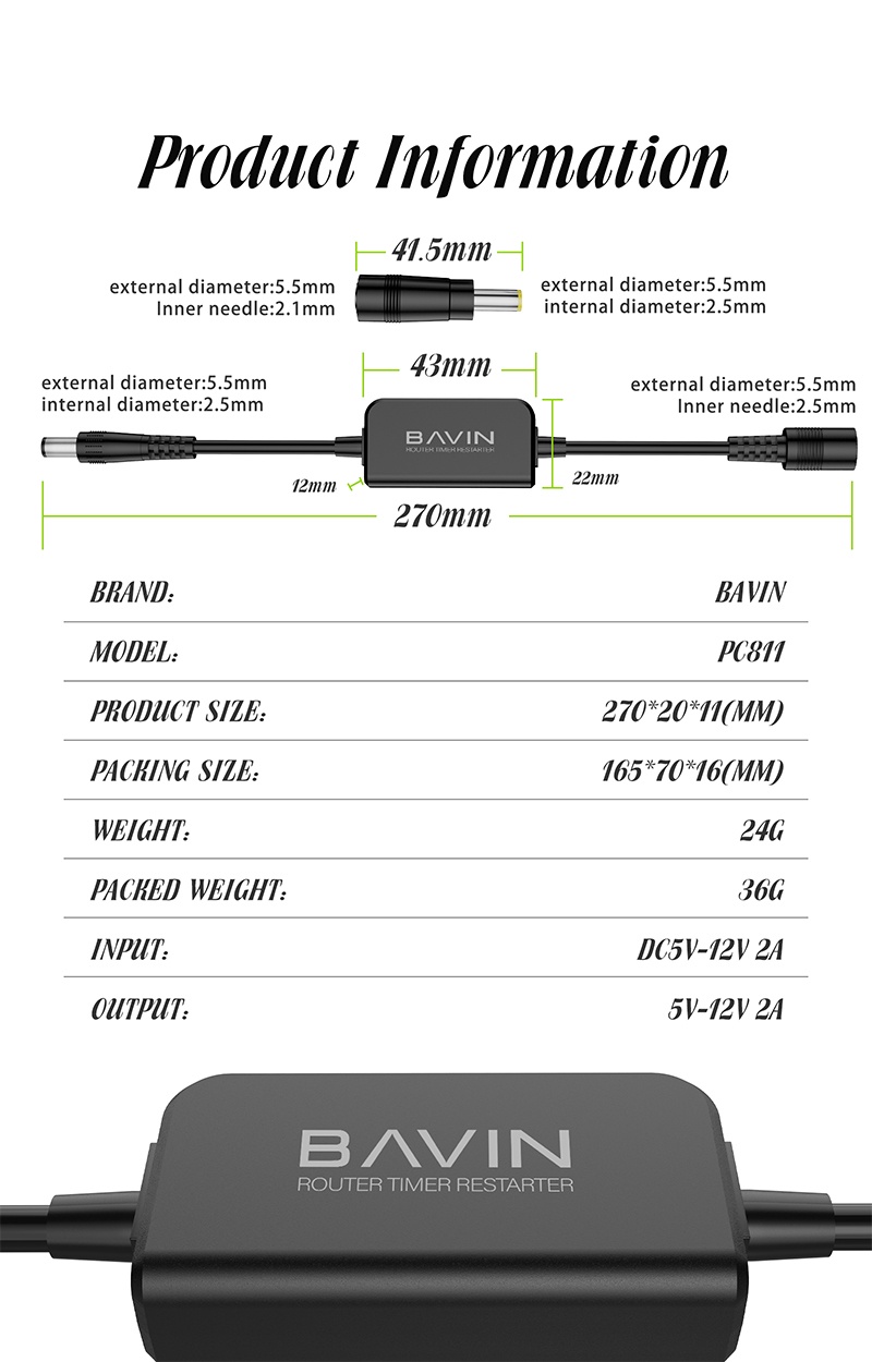 BAVIN PC811 WIFI Router Cable Adapter Booster Modem Wifi Converter 5V ...