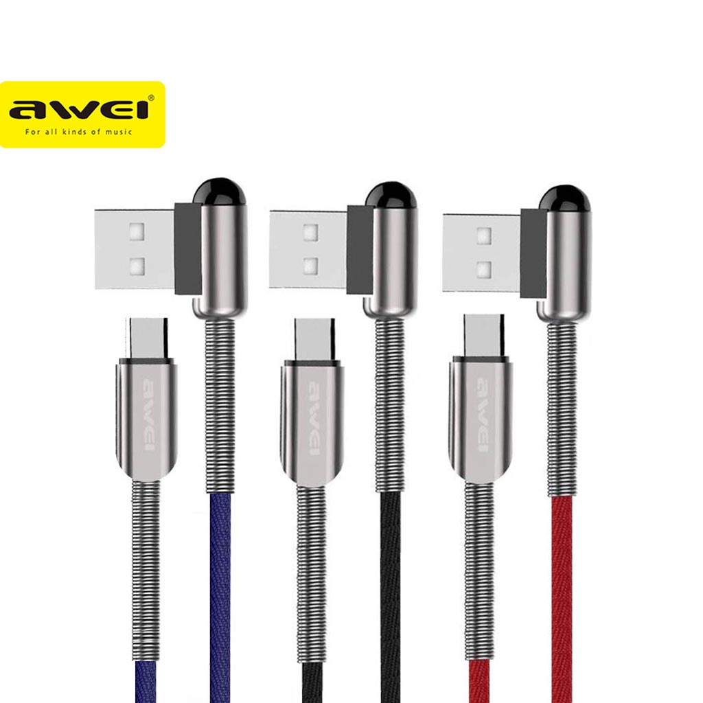Awei CL-23 2000mm 2.4A Type-C L-Type Cable Super Fast Charging Data ...