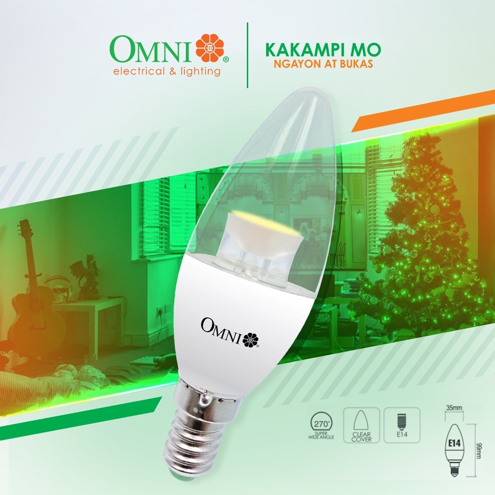 OMNI Clear LED Candle Light Bulb 4W 220V E14 Base 6500k/2700K Daylight ...