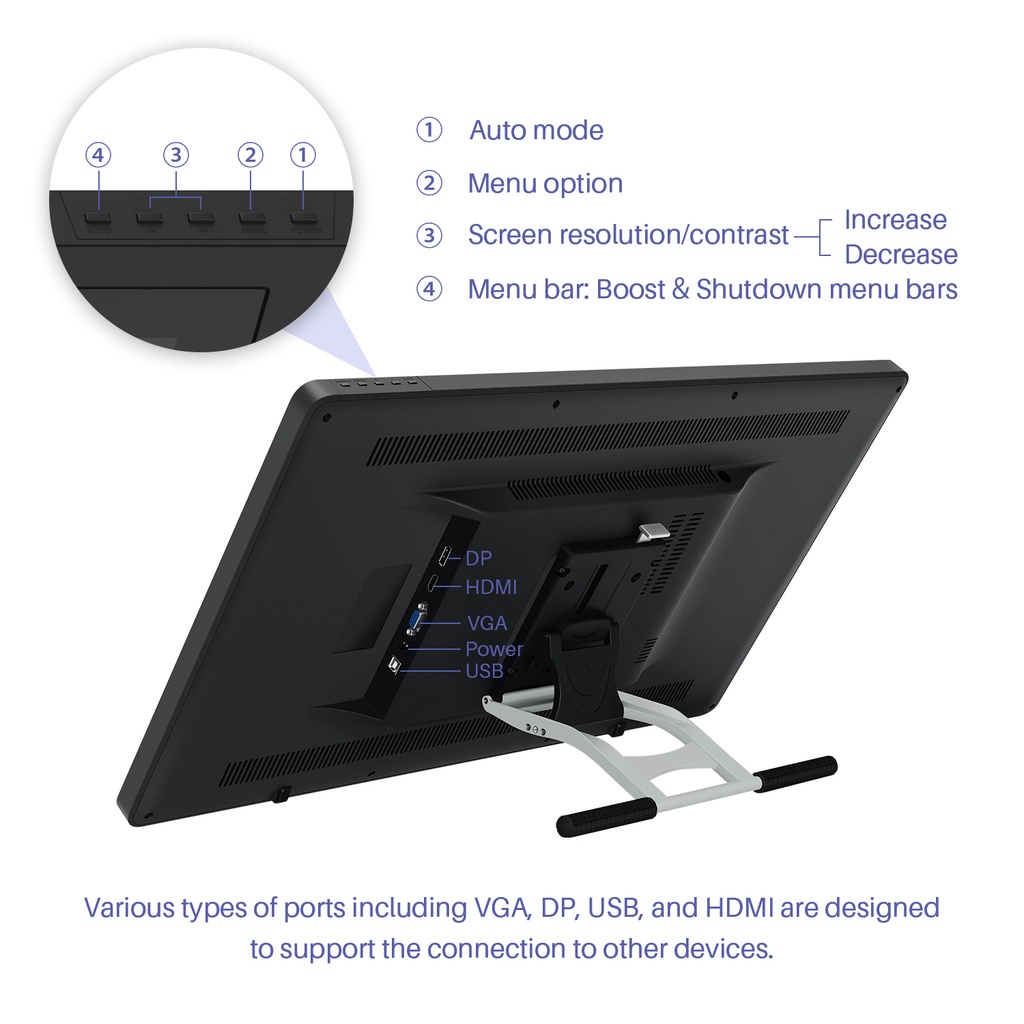 Graphic Pen Tablet Monitor Display 23.8 Inch K24/K24 Pro 2.5K 3-In-1 ...