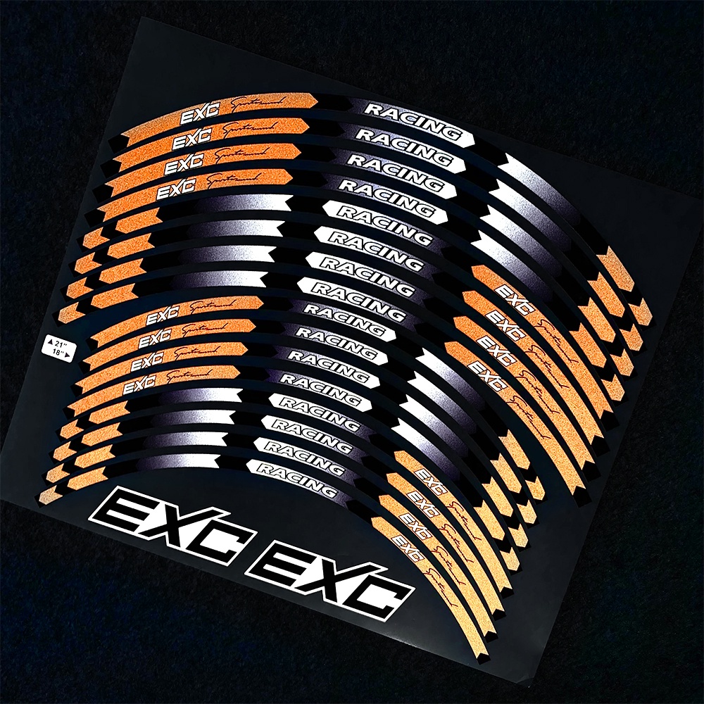 12 PCS 18" 21" Motorcycle Wheels Strips Tire Stickers Reflective Rim ...