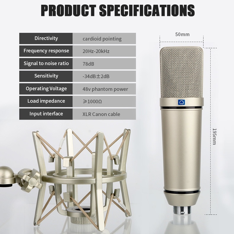 Rayhayes U87 Condenser Microphone Studio With Shockproof Frame Set ...