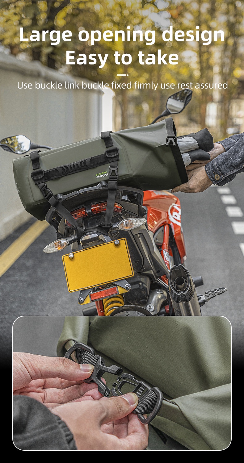 Rockbros Motorcycle Rear Bag Waterproof Back Seat Bag PVC 30L High ...