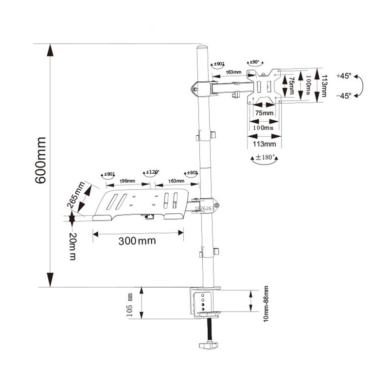 Meewoo Aluminum Height Adjustable Desktop Arm Monitor Holder Plus ...