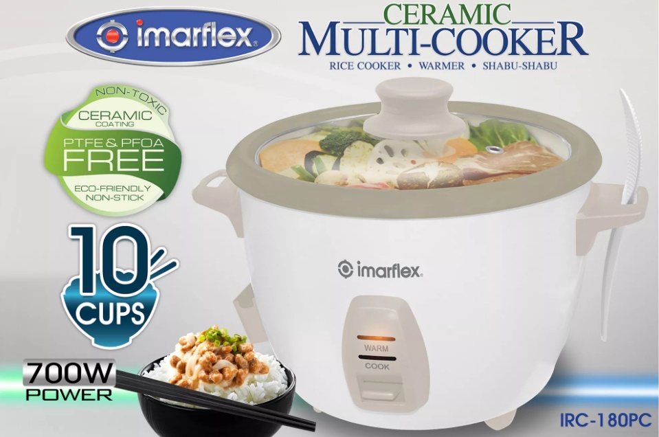 Imarflex Rice Cooker 1.8L Multi Cooker / Ceramic Pot / 10 cups / 700 ...