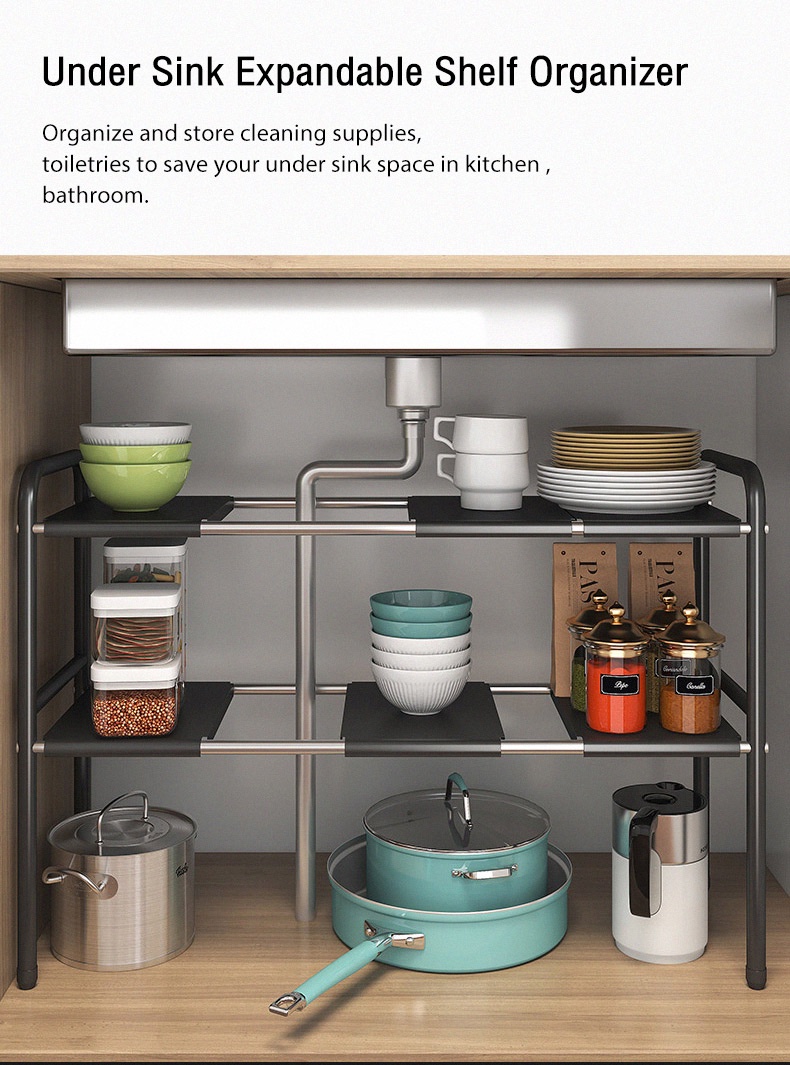 Under Sink Organizer Rack Scalable sink storage rack Expandable Shelf ...