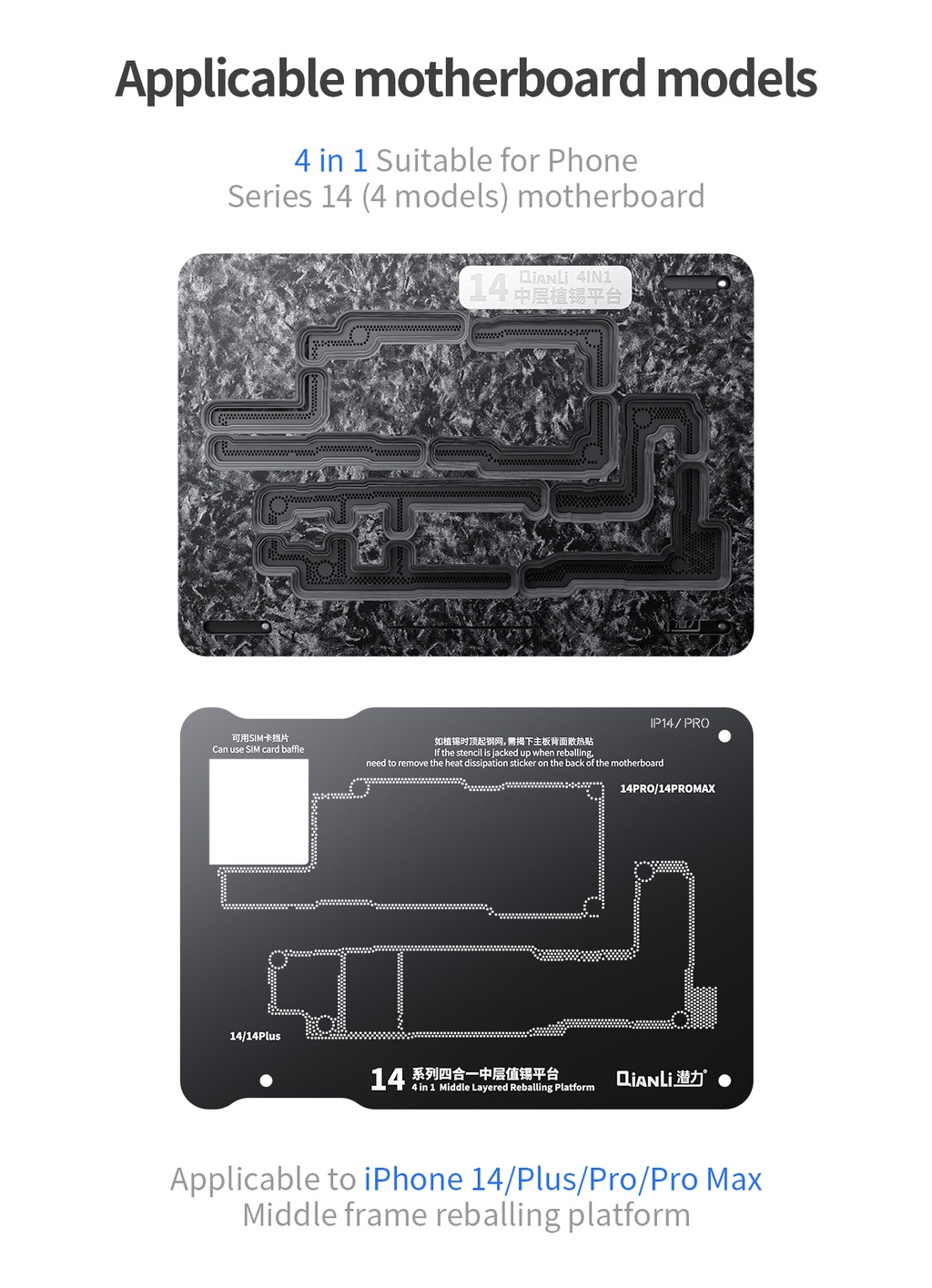 Qianli 4in1 Interposer Middle Frame Layer BGA Reballing Stencil Kit for ...