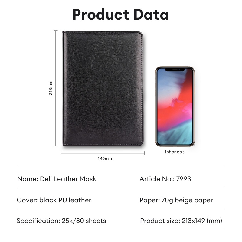 Deli 25K Leather Cover Notebook 80sheets Thick Business Meeting ...