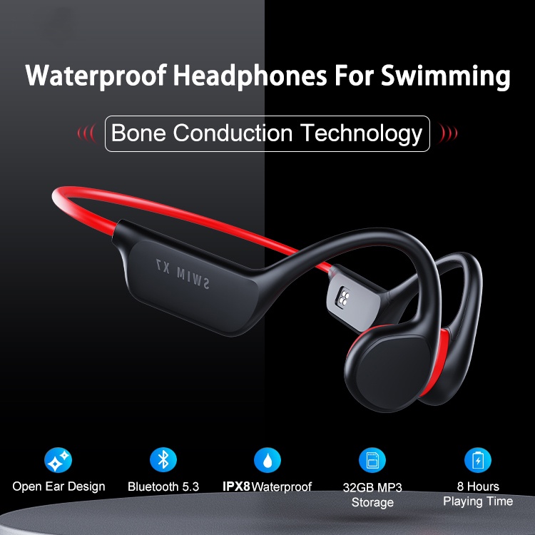 X7 Swimming Bone Conduction Headphones Bluetooth Earphone TWS 32GB MP3 ...