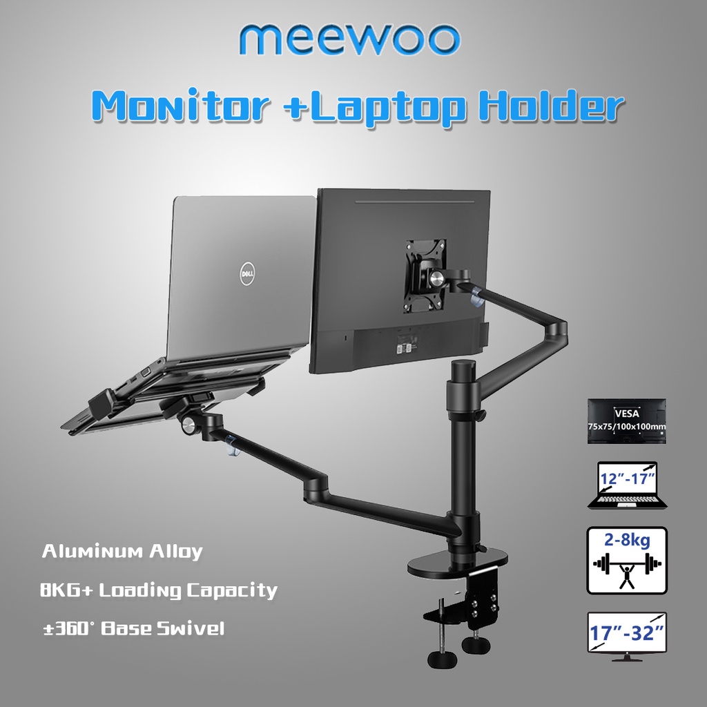 Meewoo Aluminum Height Adjustable Desktop Arm Monitor Holder Plus ...