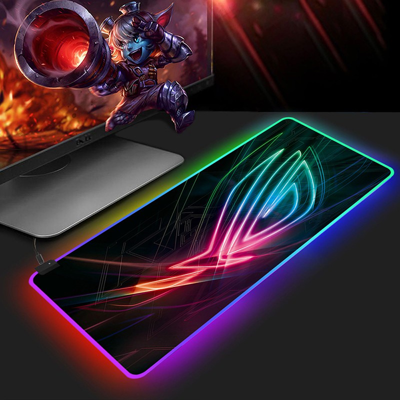 RGB Mouse Pad Large Gaming Luminous Waterproof Non-slip Rubber Desk Mat ...