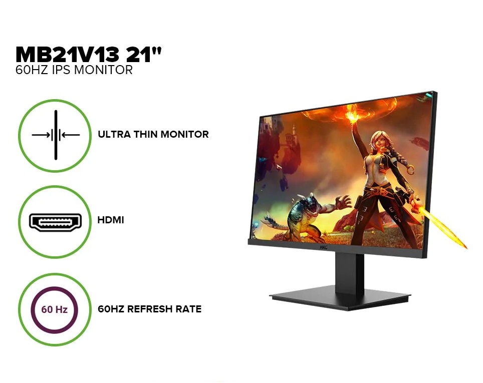 HKC MB21V13 21.5 inches 75 Hz VA Gaming Monitor - Full HD 1920 x 1080 ...