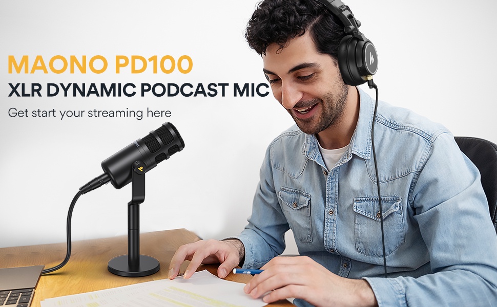 Maono PD100 Professional Podcast Dynamic Microphone Podcast Mic Dynamic ...