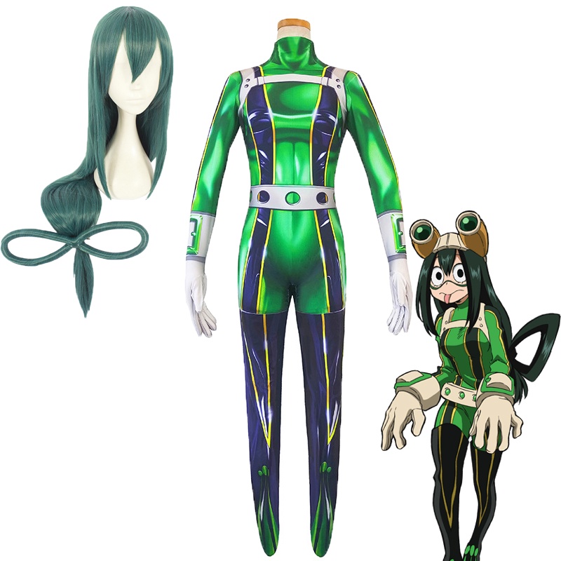My Hero Academia Froppy Tsuyu Asui Cosplay Costume wigs Spandex Zentai ...