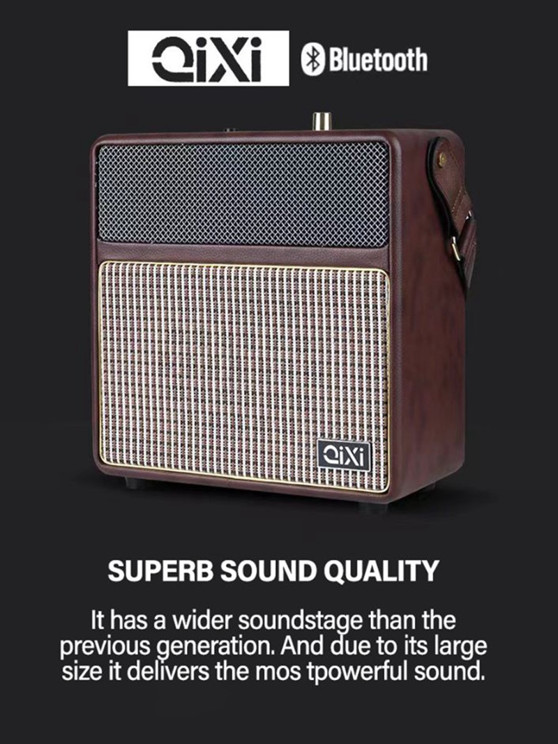 Sk-2027 Classic Leather-lined Deep Sound Portable Karaoke Wireless Bluetooth Speaker With ...