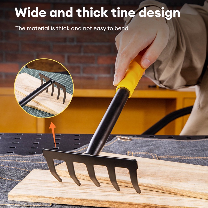 Deli Five-tooth Steel Rake Household Gardening Tools Potted Planting ...