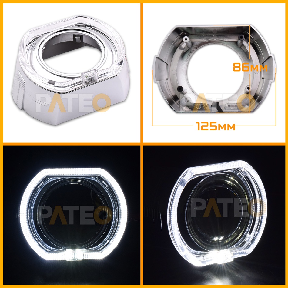 Projector Bezel LED Angel Eyes Halo Rings DRL Shrouds For 2.5 inch WST ...