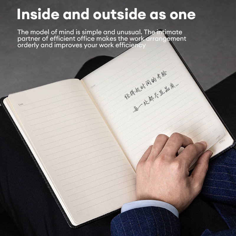 Deli 25K Leather Cover Notebook 80sheets Thick Business Meeting ...