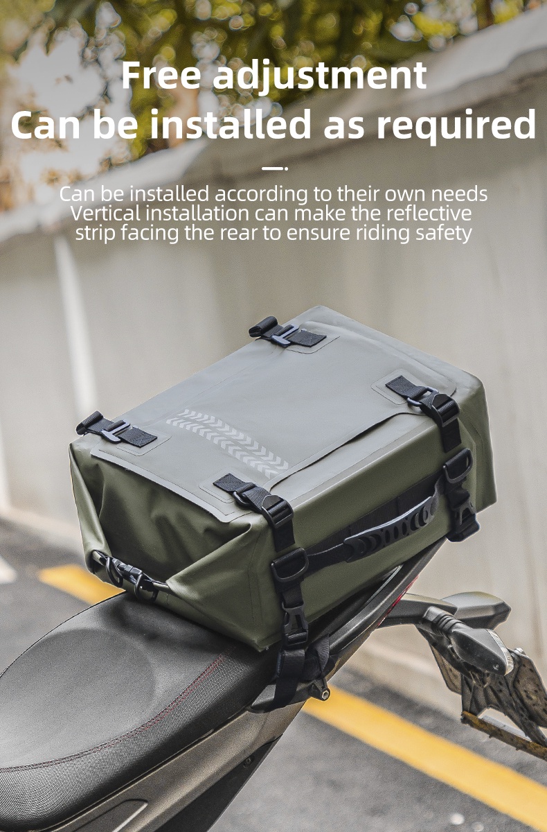 Rockbros Motorcycle Rear Bag Waterproof Back Seat Bag PVC 30L High ...