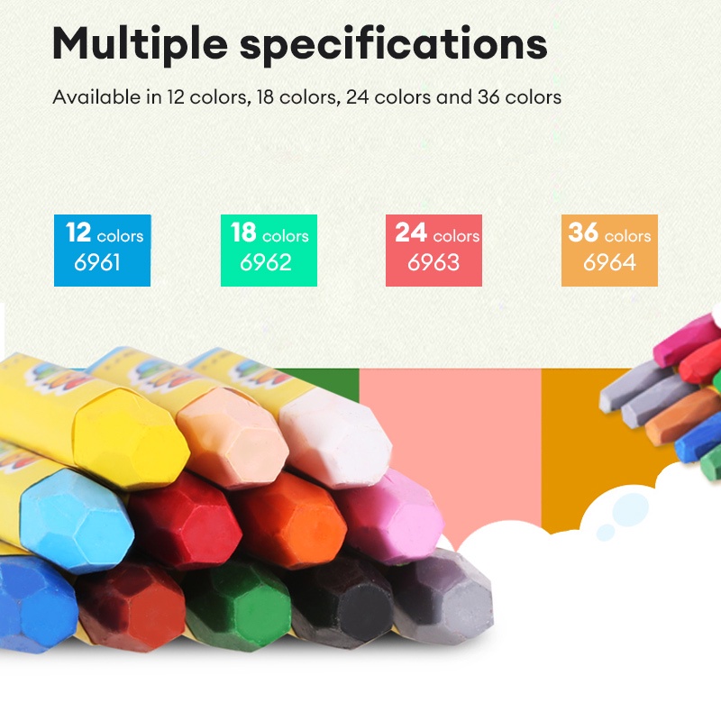 Deli Wax Crayon Safe For Children 12/18/24/36Pcs Set 6961/6962/6963 ...