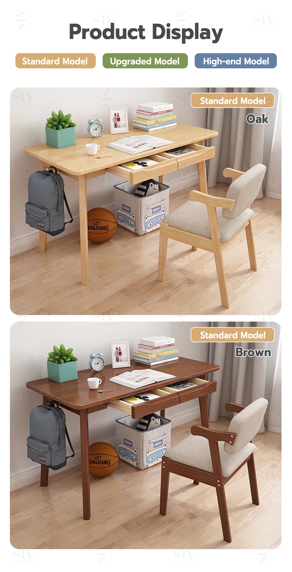 Siv Big Solid Wood Computer Table Study Desk Home Office Desktop ...